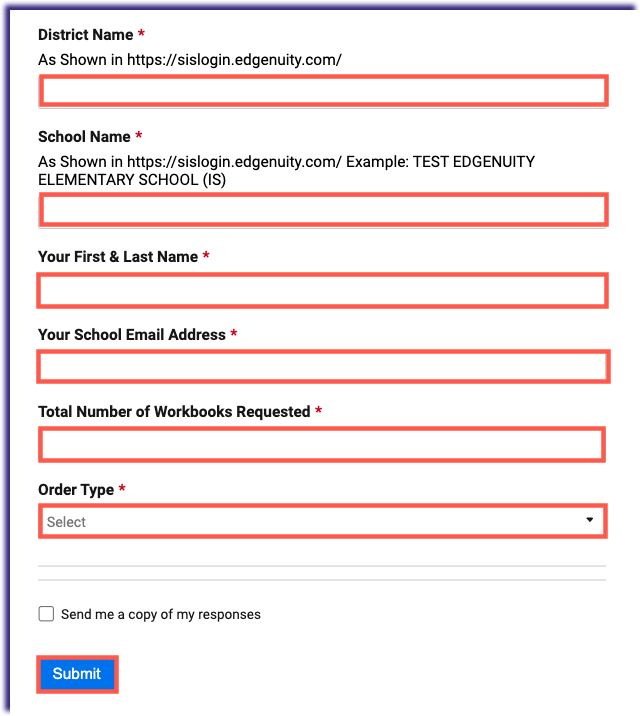 Ordering Elementary workbooks – IS
